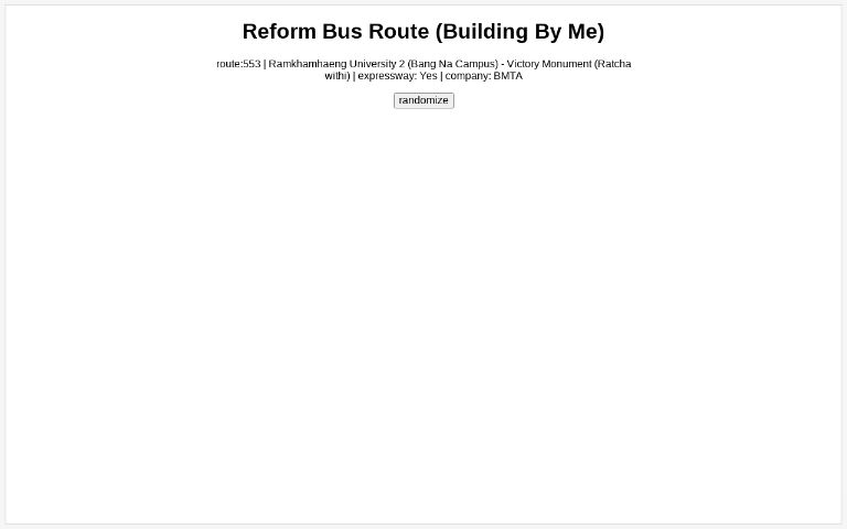 Reform Bus Route (Building By Me) ― Perchance Generator