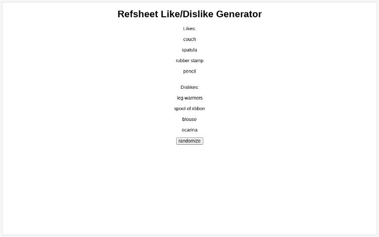 Refsheet Like/Dislike Generator
