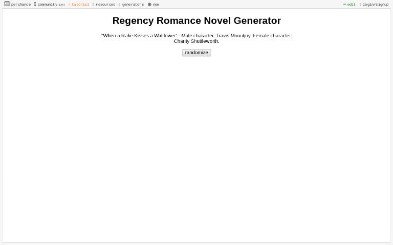 Regency Romance Novel Generator
