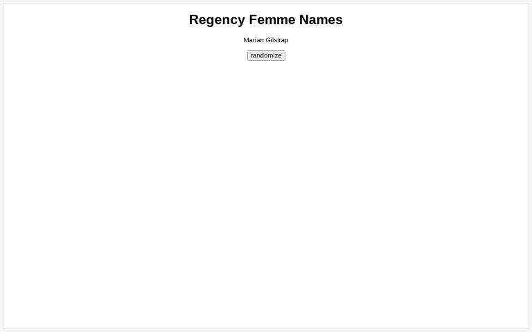 Regency Femme Names ― Perchance Generator
