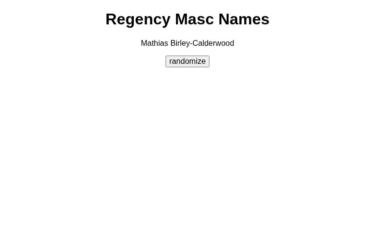 Regency Masc Names ― Perchance Generator