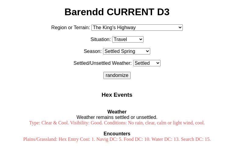 Barendd CURRENT D3 ― Perchance Generator