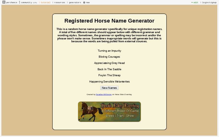 Registered Horse Name Generator