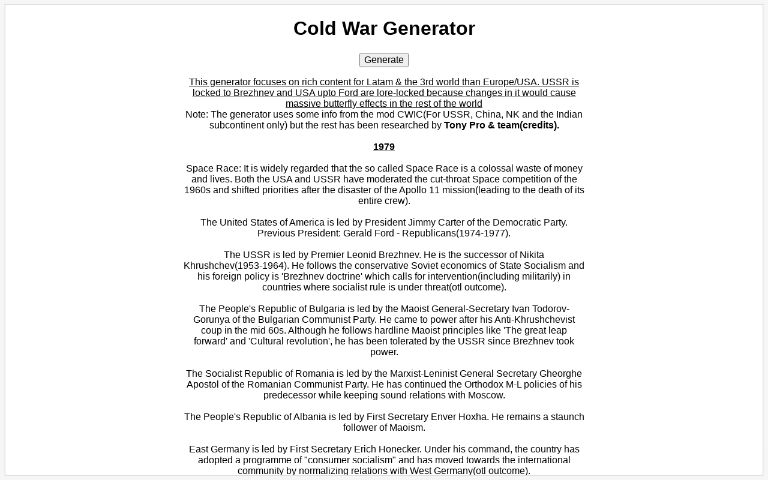 Cold War Generator