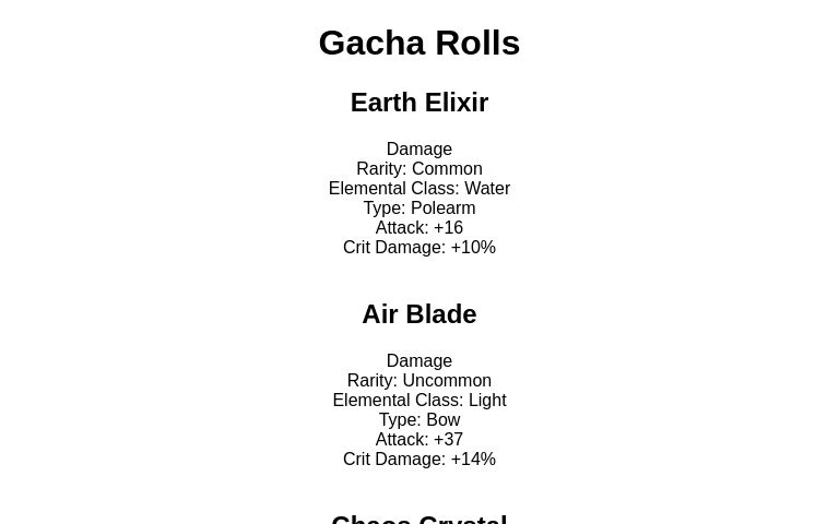 Gacha Rolls ― Perchance Generator