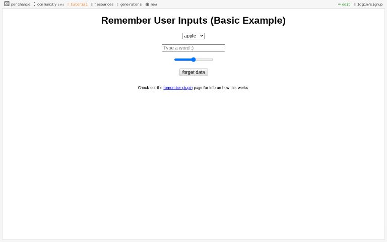 Remember User Inputs (Basic Example) ― Perchance Generator