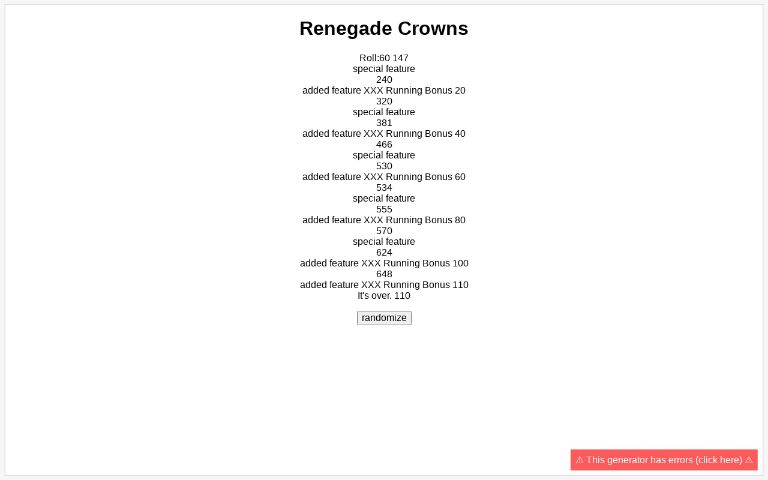 Renegade Crowns ― Perchance Generator