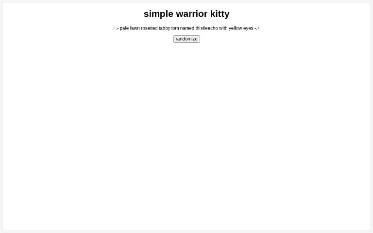 simple warrior kitty ― Perchance Generator