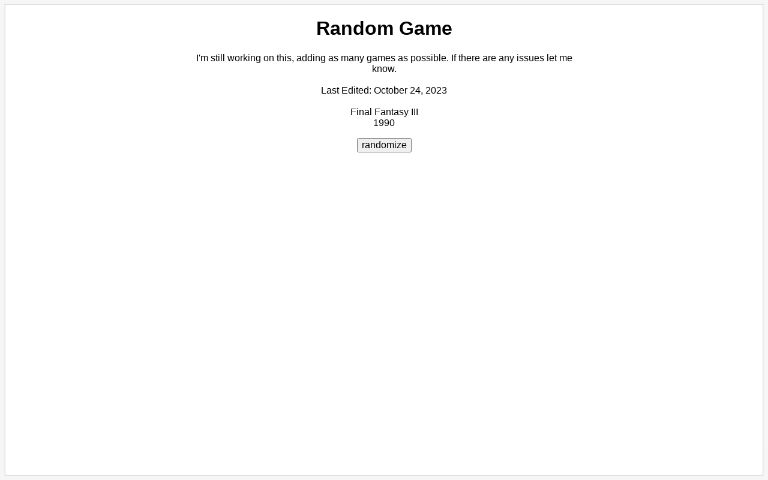 Random Game ― Perchance Generator