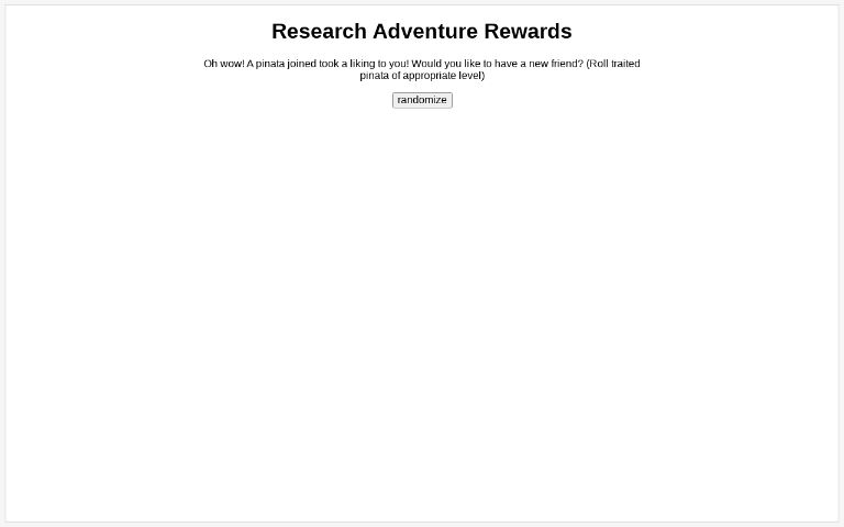 Research Adventure Rewards ― Perchance Generator