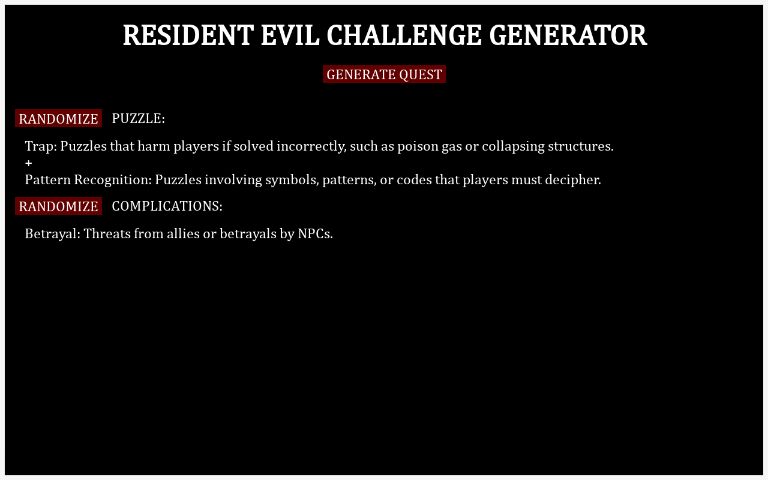 RESIDENT EVIL CHALLENGE GENERATOR