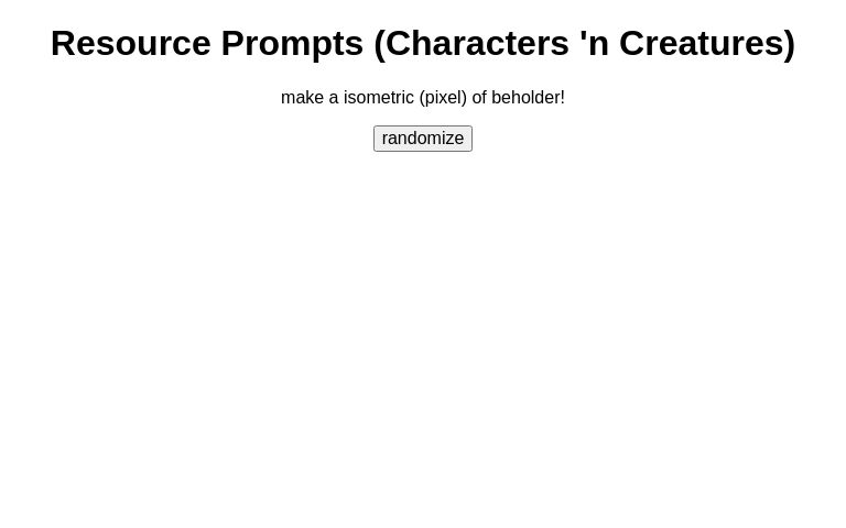 Resource Prompts (Characters 'n Creatures) ― Perchance Generator