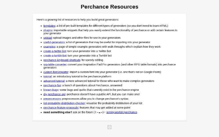 Perchance Resources ― Perchance Generator