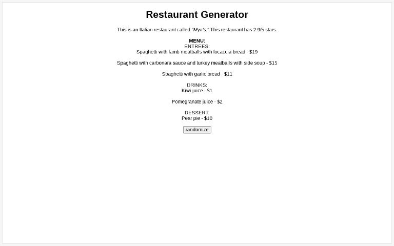 Restaurant Generator