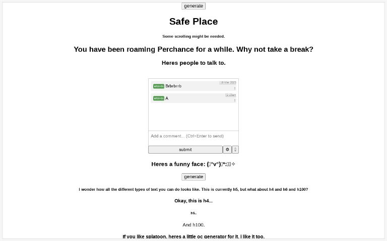 Safe Place ― Perchance Generator