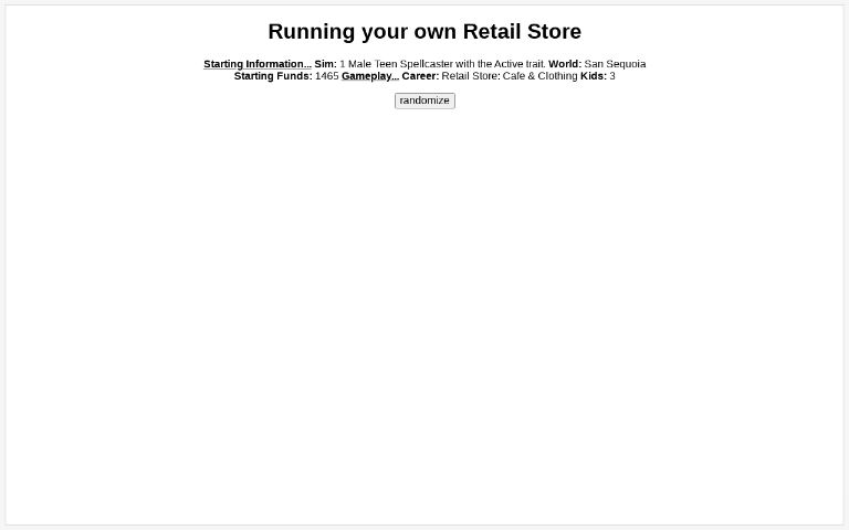 Running your own Retail Store ― Perchance Generator