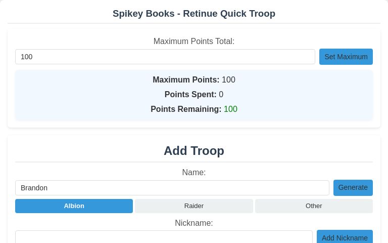 Add Troop ― Perchance Generator