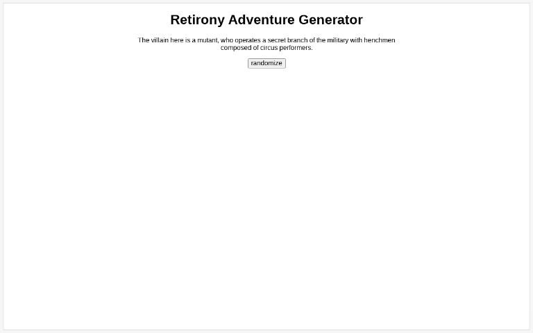 Retirony Adventure Generator
