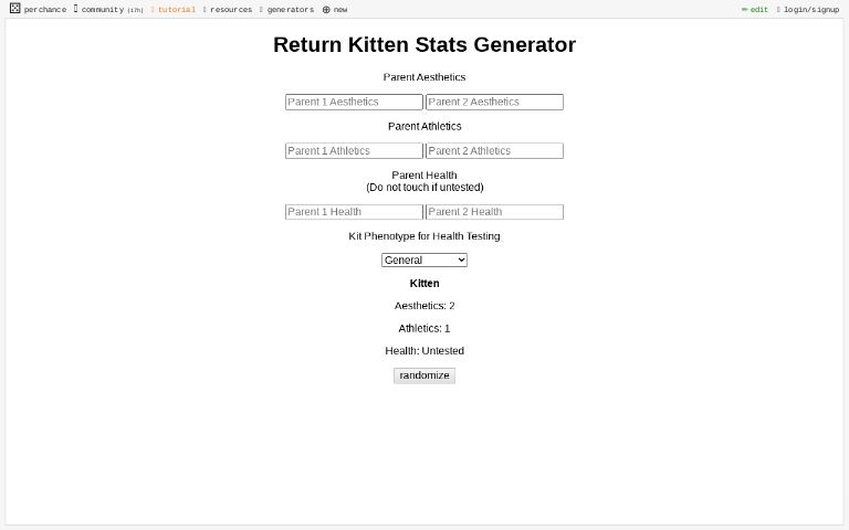 Return Kitten Stats Generator