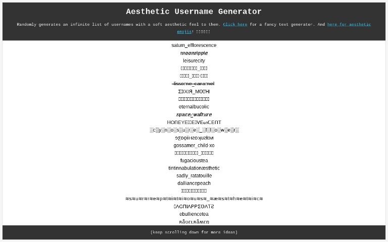 Aesthetic Username Generator