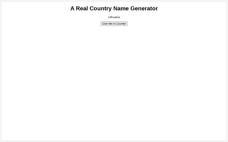 A Real Country Name Generator