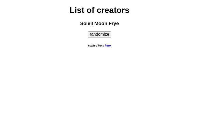 List of creators ― Perchance Generator