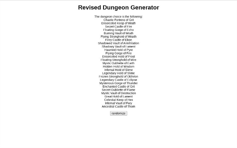 Revised Dungeon Generator