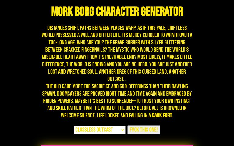 Mork Borg Character Generator