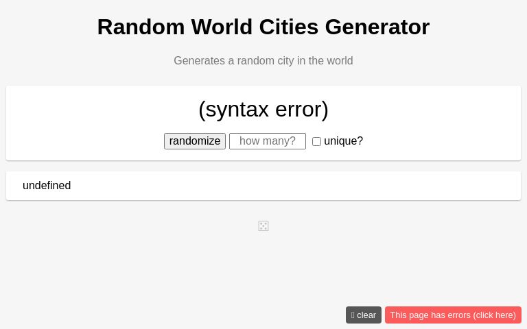 Random World Cities Generator