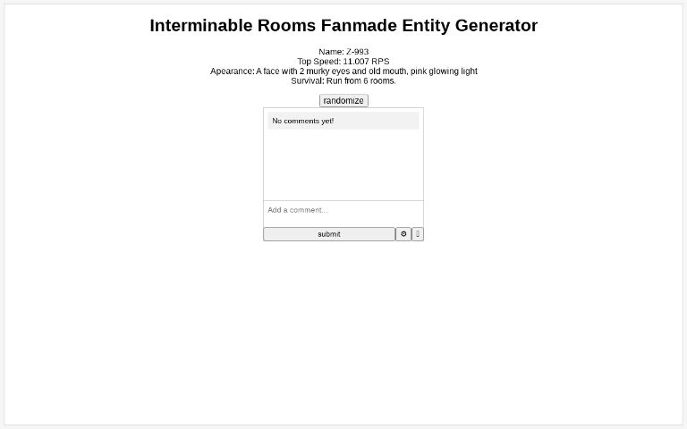 Interminable Rooms Fanmade Entity Generator