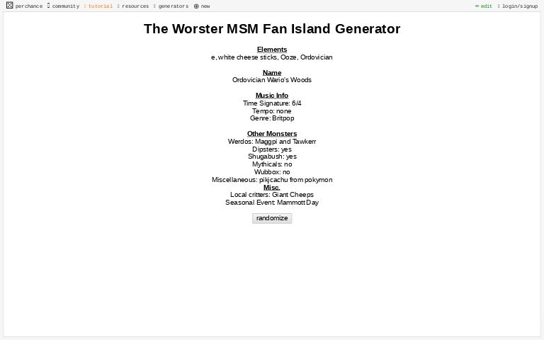 The Worster MSM Fan Island Generator