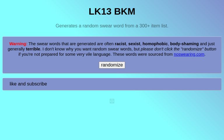 LK13 BHL ― Perchance Generator