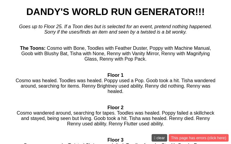 DANDY'S WORLD RUN GENERATOR!!!