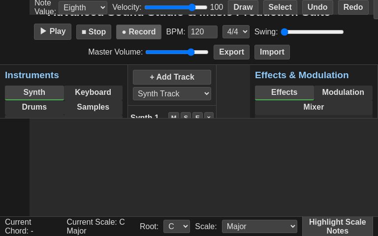 Advanced Sound Studio & Music Production Suite ― Perchance Generator