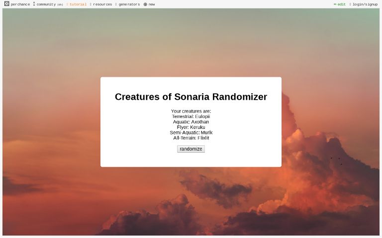 Creatures of Sonaria Randomizer ― Perchance Generator