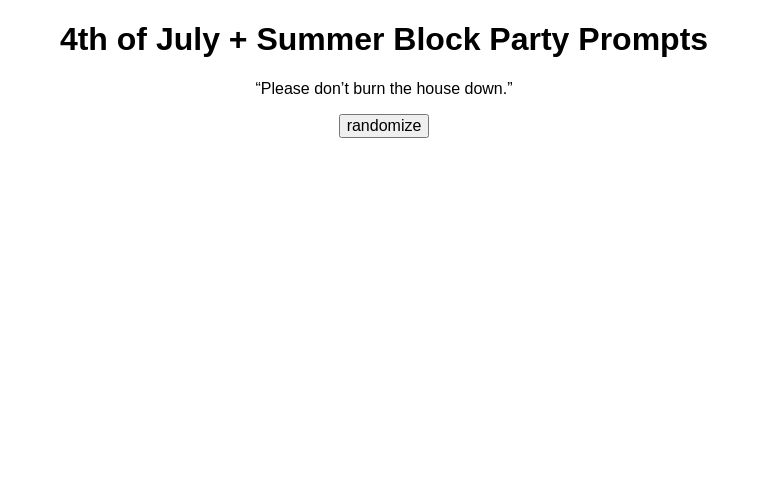 4th of July + Summer Block Party Prompts ― Perchance Generator
