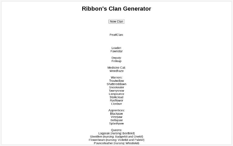 Ribbon's Clan Generator