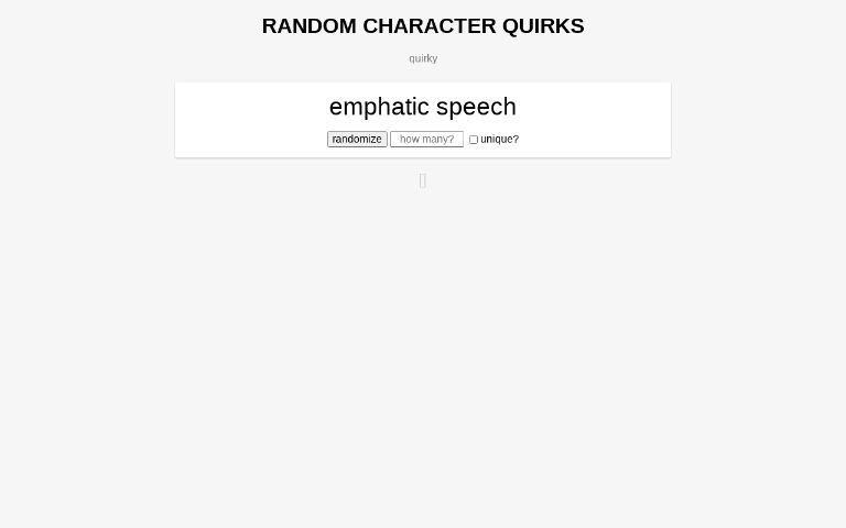 RANDOM CHARACTER QUIRKS ― Perchance Generator