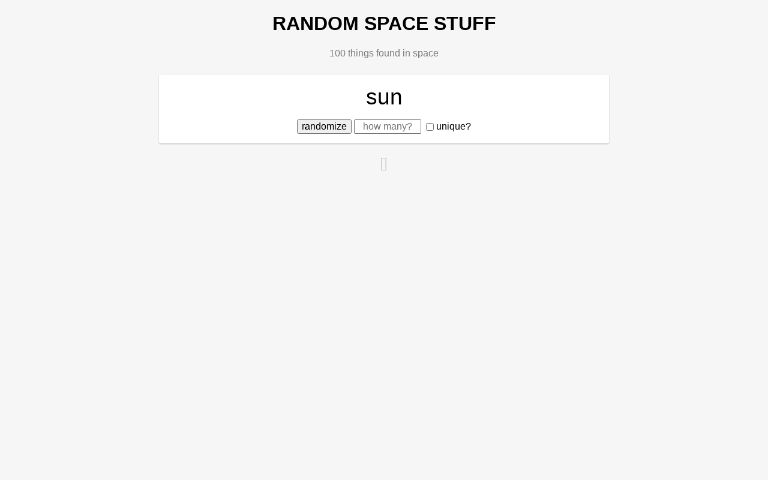 RANDOM SPACE STUFF ― Perchance Generator