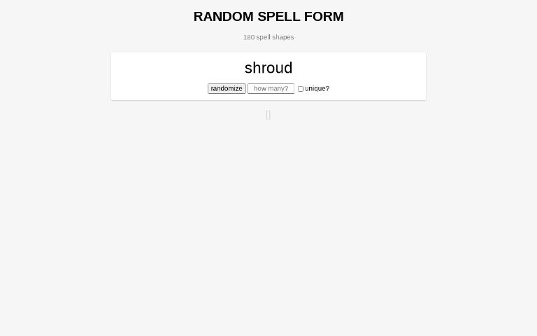 RANDOM SPELL FORM ― Perchance Generator