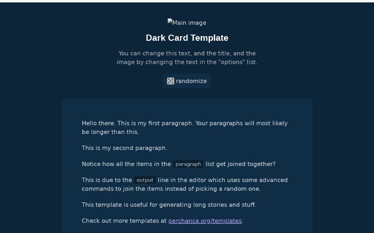 Dark Card Template ― Perchance Generator