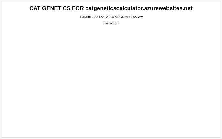 CAT GENETICS FOR catgeneticscalculator.azurewebsites.net ― Perchance ...