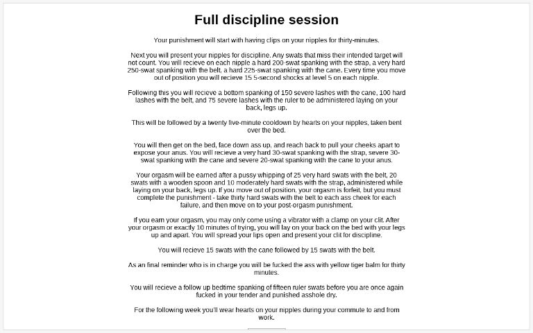 Full discipline session ― Perchance Generator