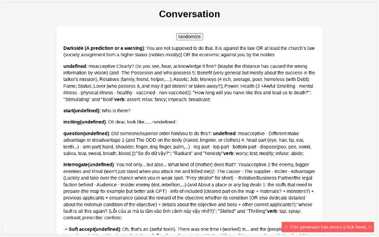 Conversation ― Perchance Generator