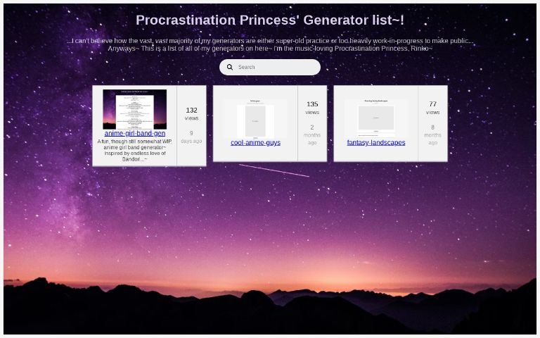 Procrastination Princess' Generator list~!