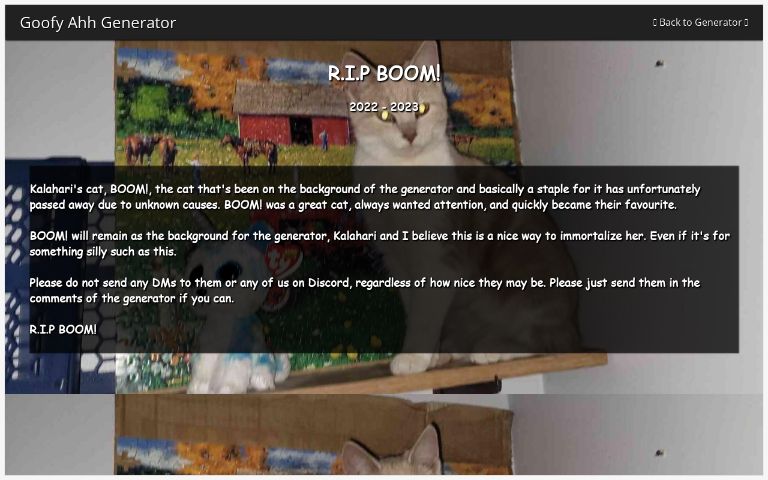 RIP BOOM! ― Perchance Generator