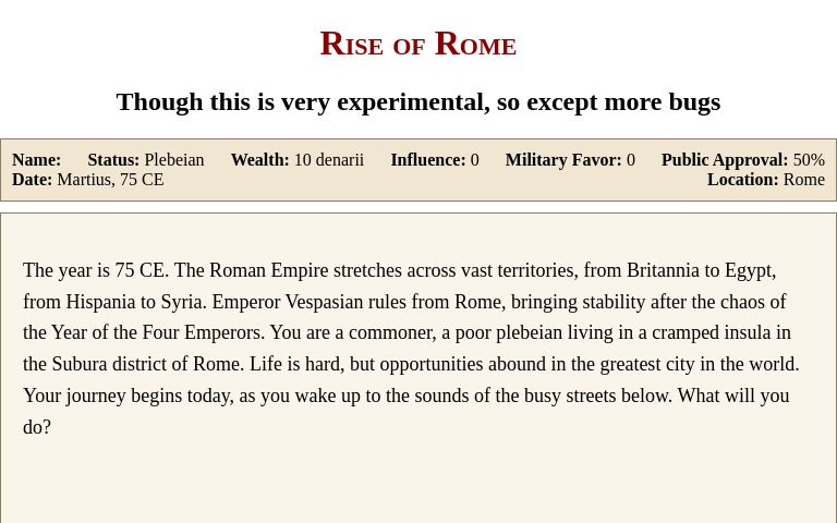 Rise of Rome ― Perchance Generator
