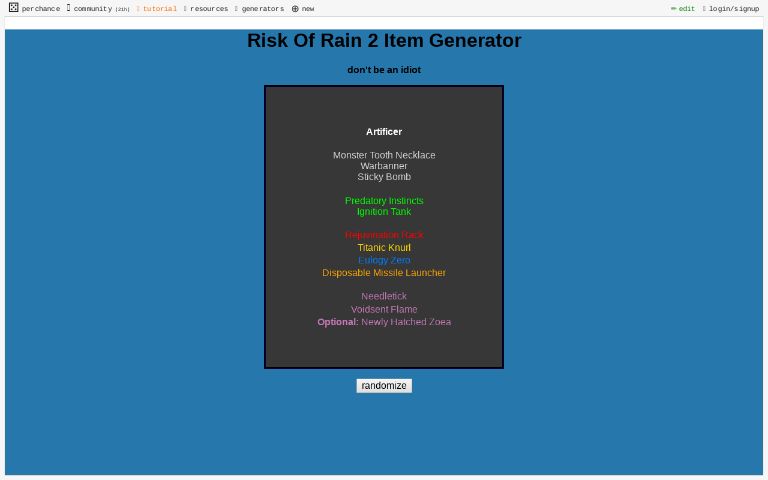 Risk Of Rain 2 Item Generator