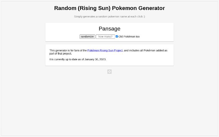 Random (Rising Sun) Pokemon Generator