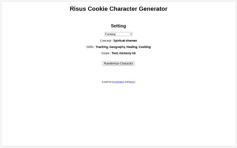 Risus Cookie Character Generator